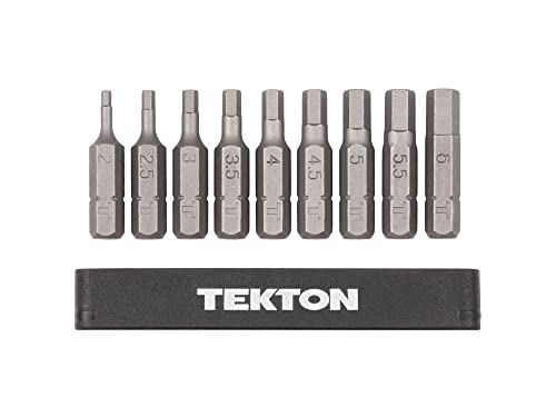 TEKTON 1/4 Inch Metric Hex Bit Set with Rail, 9-Piece (2-6 mm) | DZX93002