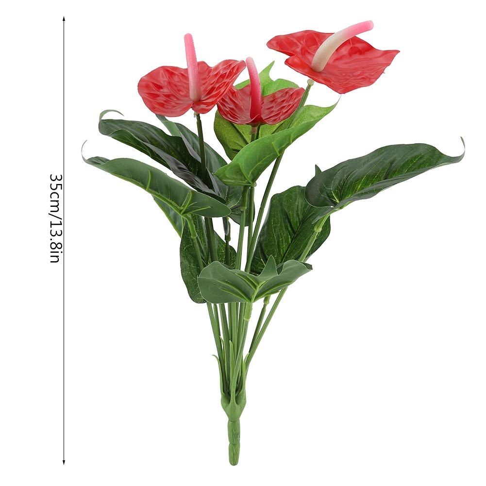 Mumusuki Artificial Flower Bouquet Plastic Artificial Plant Fake Red Anthurium Flowers Bouquet Wedding Home Garden Decor