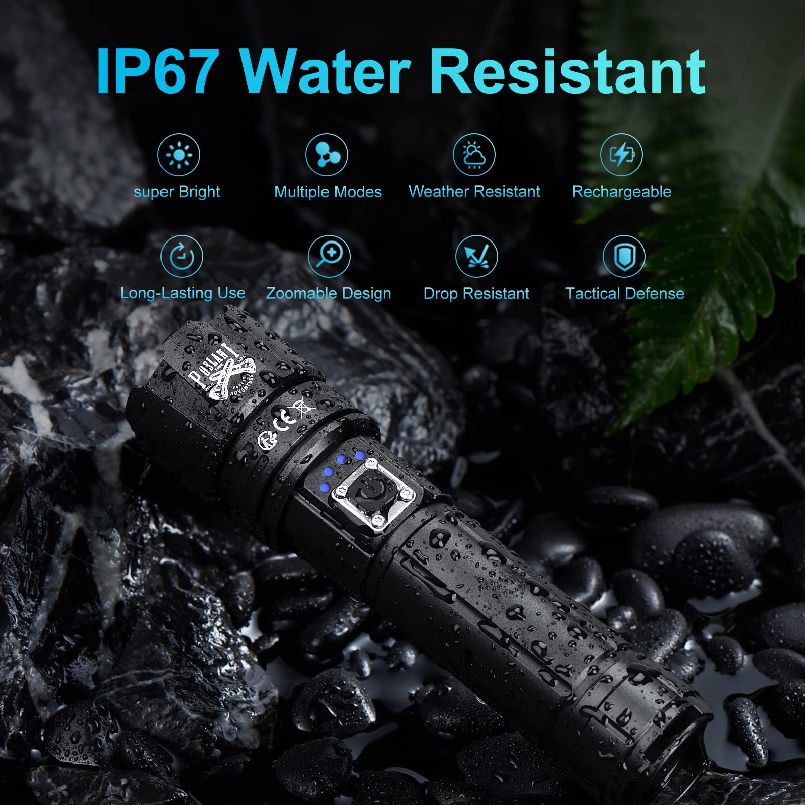 Poslani Flashlights LED High Lumens Rechargeable,Brightest 950000 lumens Flash Light, High Power Tactical Flashlight,Handheld Waterproof Flashlights for Emergency Camping Gift