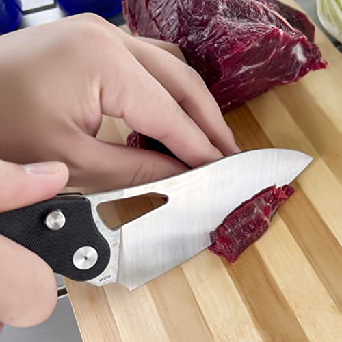 TACRAY Folding Kitchen Chef Knife, Foldable Camping Knife with VG10 Stainless Steel Blade, Anti-skidding and Ergonomic Designed G10 Handle for both Indoor and Outdoor Cooking