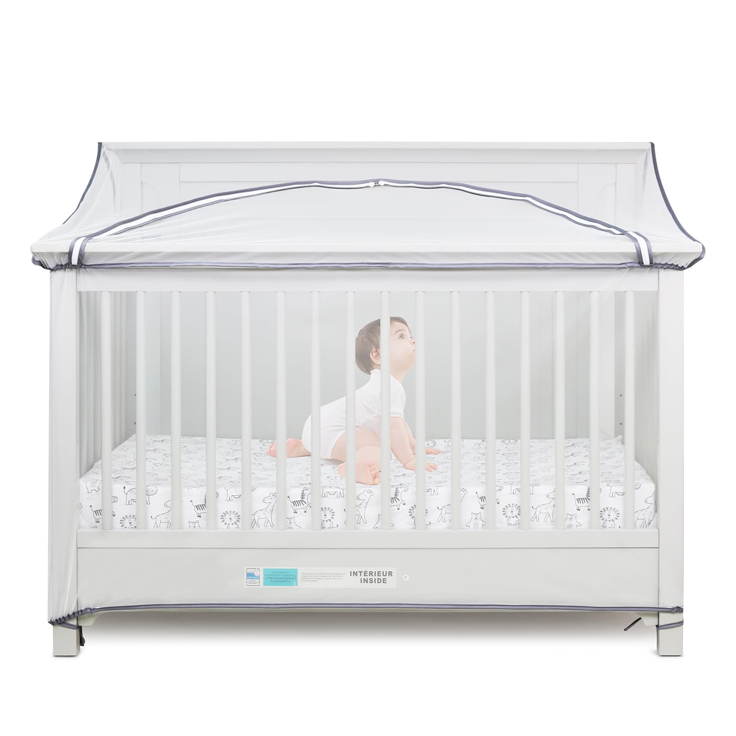Mosquito Net for Bassinet with 2-Way Zipper Bassinet Cover to Keep Cats Out Mesh Net Cover for Baby (Black)
