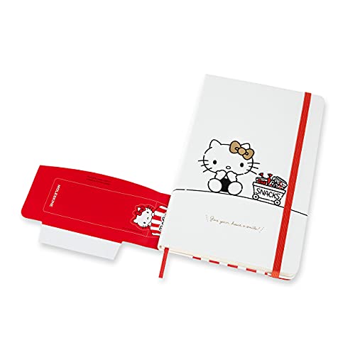 Moleskine Limited Edition Hello Kitty Notebook, Hard Cover, Large (5" x 8.25") Plain/Blank, White, 240 Pages