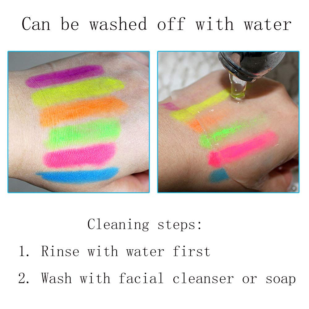 Luminous Face Paint Crayons,Washable,Halloween Making Up,Non Toxic Fluorescent Body Markers