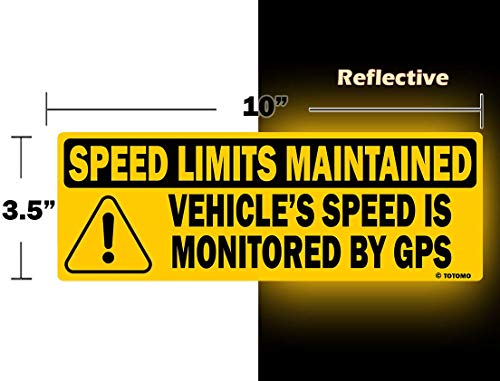TOTOMO 2pk Vehicle Speed is Monitored by GPS Speed Limits are maintained Sticker 10"x3.5" Highly Reflective Premium Quality Car Safety Caution Sign #SDM-14