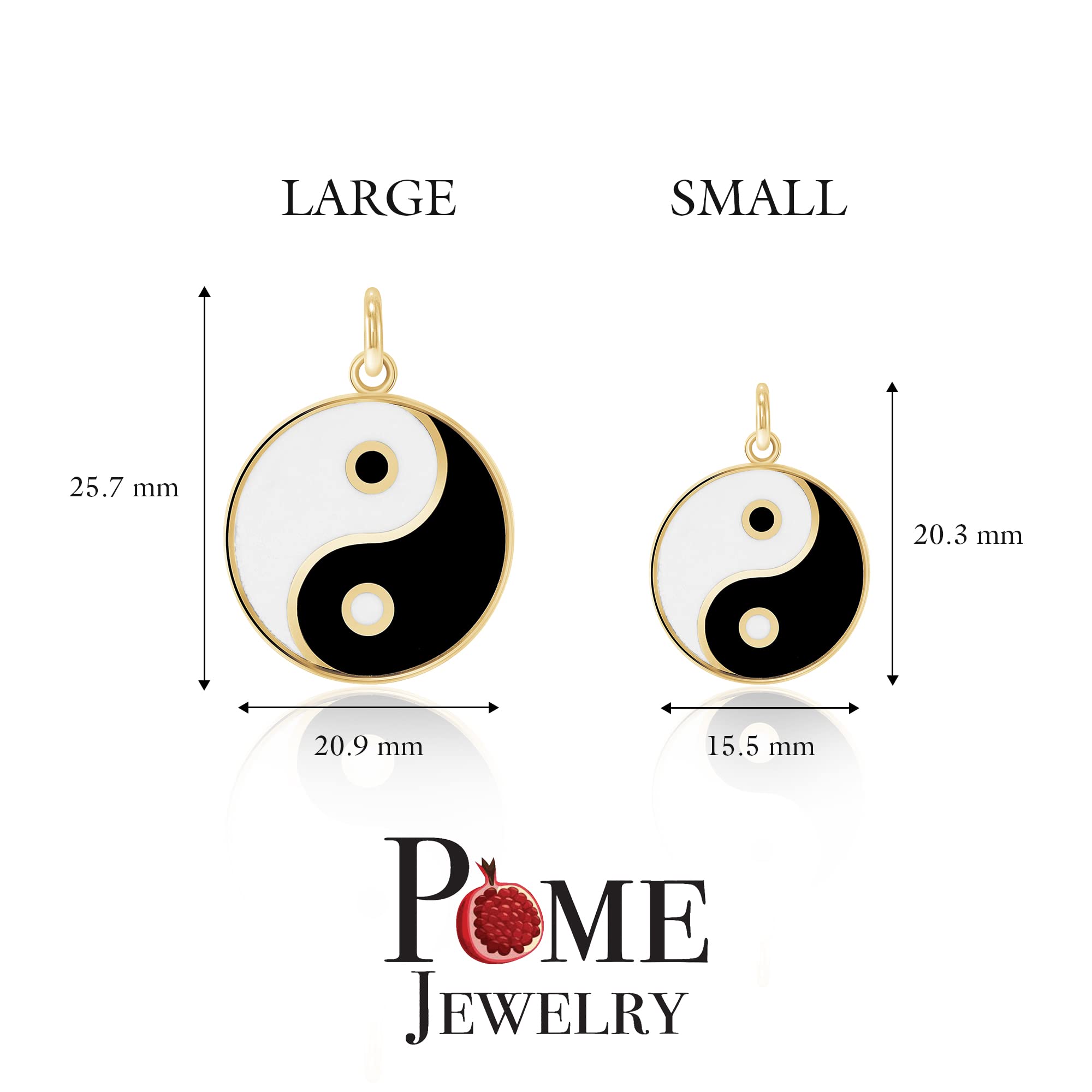 Pome Yin and Yang Pendant Necklace in Solid 14k Gold, Made in America (Large Pendant, Pendant Only, Yellow Gold)