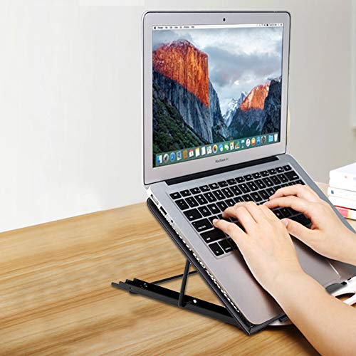 Nicunom Laptop Stand Desktop Laptop Computer Holder, Angle Adjustable Foldable Portable Ventilated Notebook Riser for Desk, Compatible with 10~15 inches Tablet, Laptop, Black