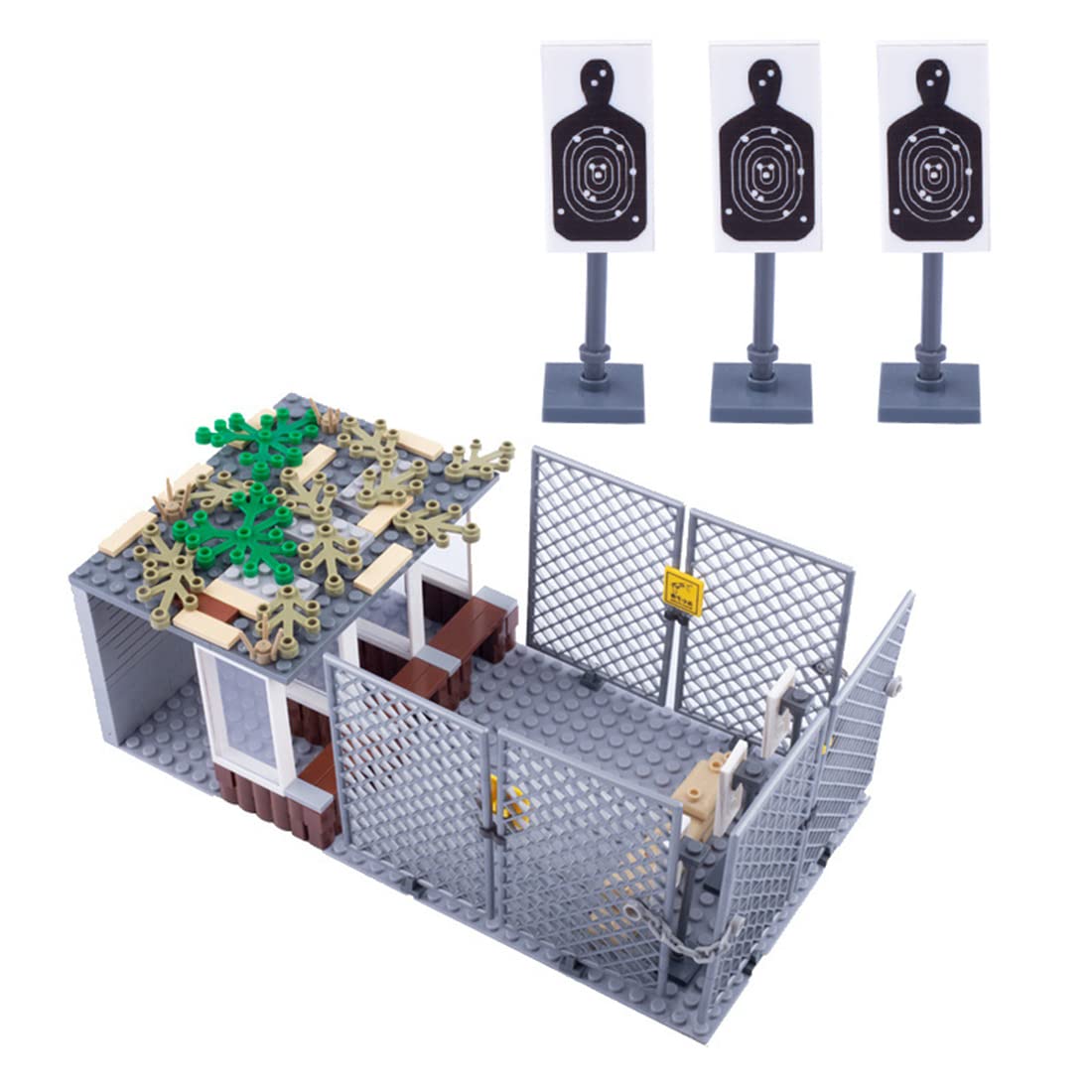 Topoo Military Building Blocks Set Training Range War Scene Building Kit Battlefield Playset WW2 Compatible with Lego COBI Architecture A
