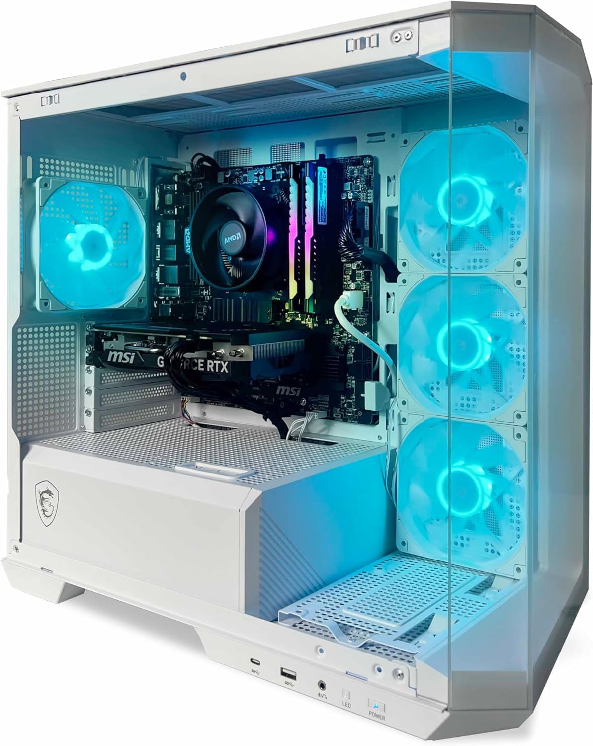 NSX GAMING ProWhite PC Gamer Ryzen 7 5700X, 16 GB (2X 8GB RAM), 1 TB SSD, RTX 3060 Ventus 2X 12GB OC, Windows 11 Home, Peripherals Includes & 1 Year Warranty