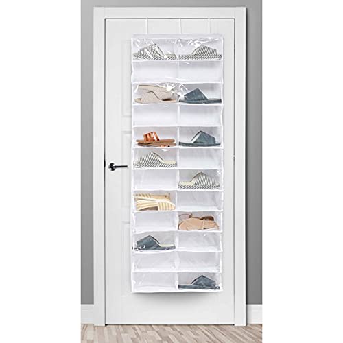 Urban Shop 24 Pocket Over The Door Shoe Organizer, White/Clear