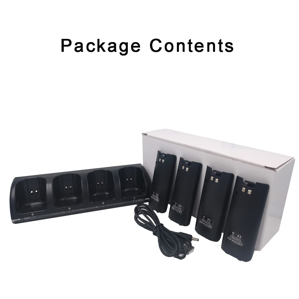 Tuboopy Wii Remote Charging Station for Nintendo Wii U 4-in-1 Controller Charger Cord Controller Charger Dock Box for WII U Remote Black (4 Pcs Batteries+USB Cable+Charger Station)