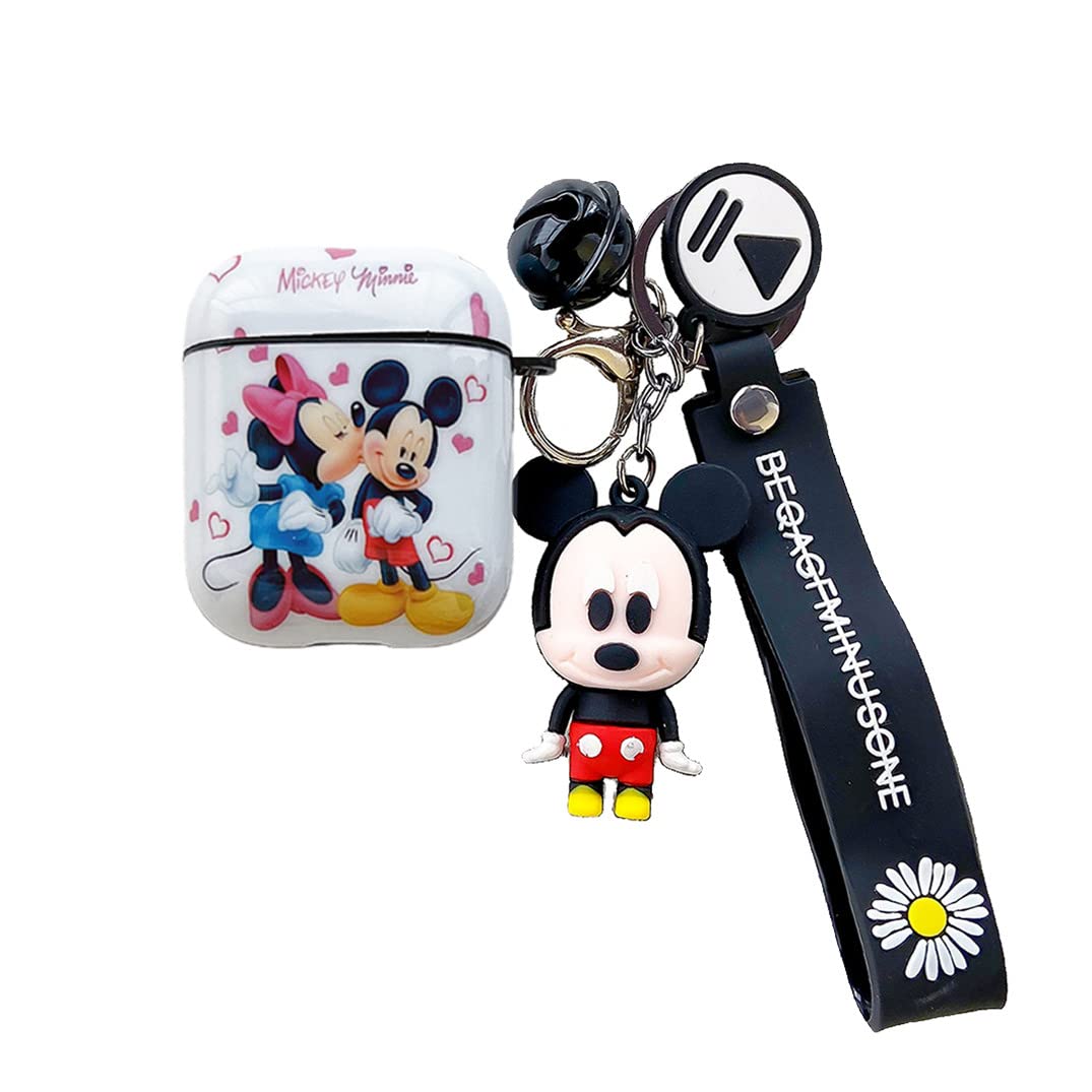 OINbxw for Airpod Case Cover, Airpod Case Personalized Custom with Lanyard Keychain Cool Cartoon Cute Anime Design Series Airpod Case for Women Girls Wireless Airpod 2 Case (Mickey)