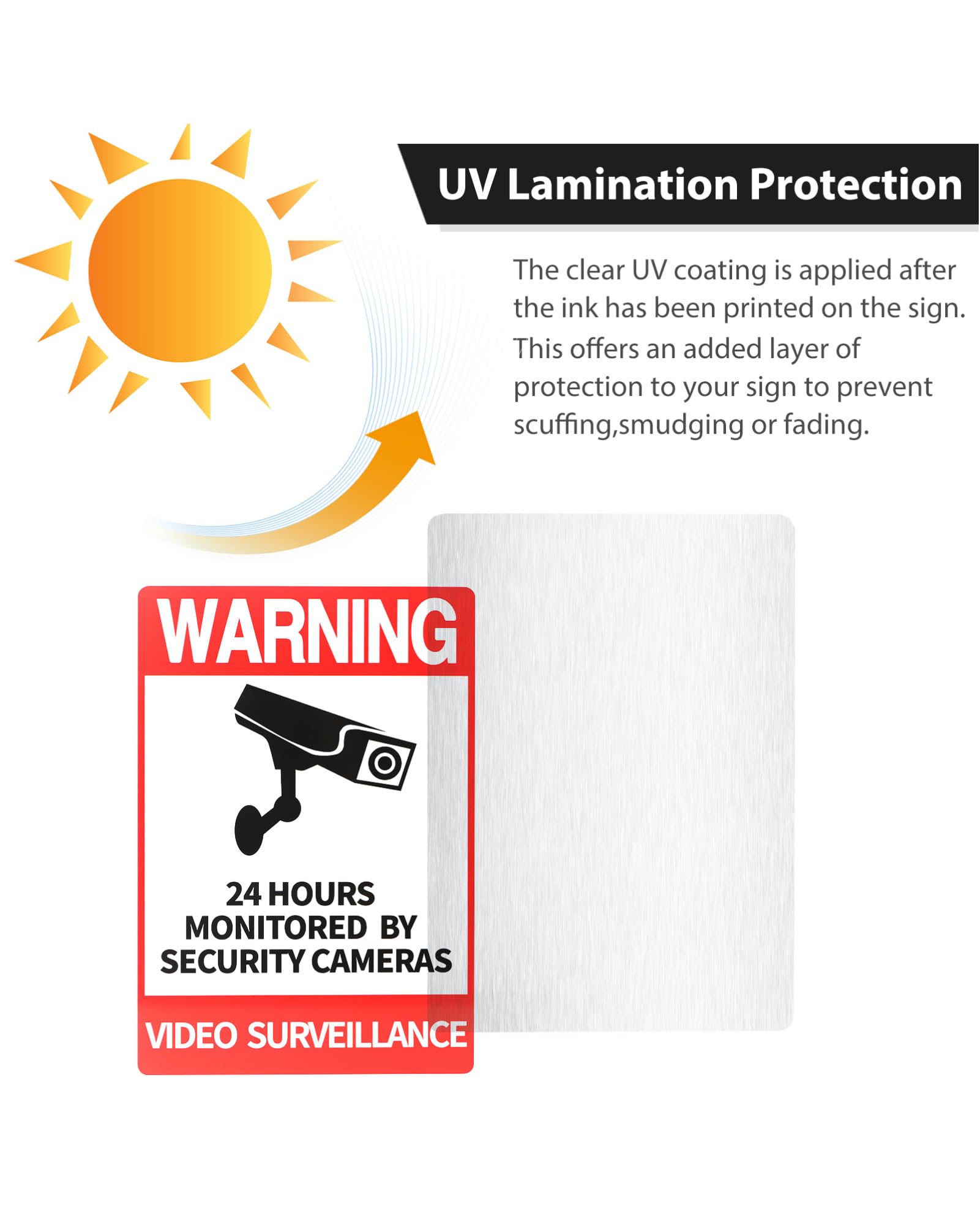Thten 24 Hour Video Surveillance Sign, 14"×10" Security Camera Sign Warning for CCTV Recording System,Indoor Or Outdoor Use for Home Yard Business 2 Pack