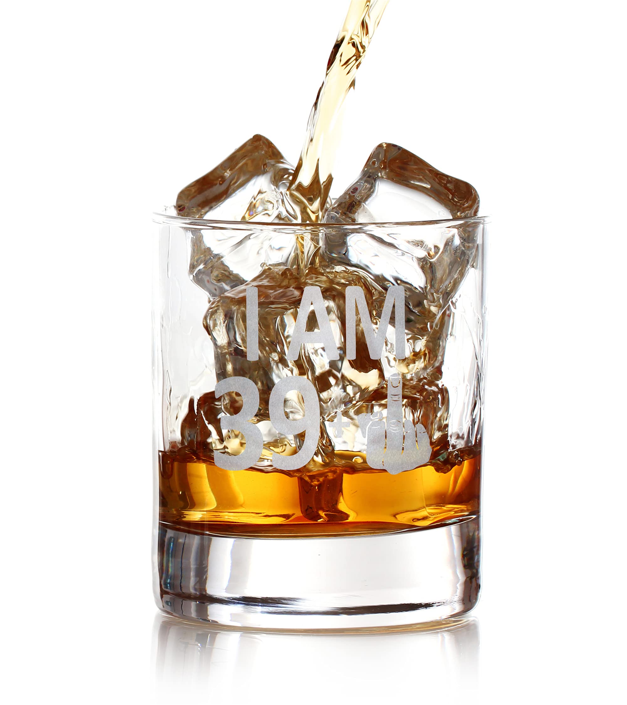 Promotion & Beyond I AM 39 PLUS 1 Whiskey Glass - Funny Sarcastic Finger 40th Birthday Gift