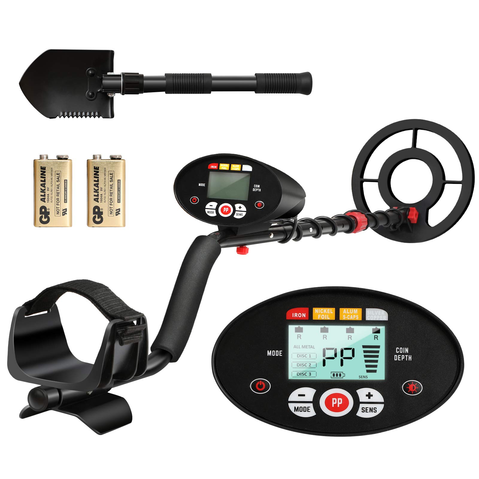 Metal Detectors for Adults & Kids with Pinpoint Function, All Metal & 3 DISC Modes, 3 Audio Tone, Carrying Bag, Back-Lit LCD Display, Waterproof Coil, SENS and Stem Adjustble(41.3"-47.6"), AVID POWER