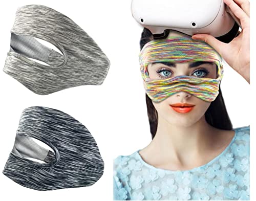 VR Eye Masks Sweat-Breathable Breathable Sweat Resistant Quick Drying Protective Accessories Use with Oculus Quest 2 Oculus Rift Playstation VR (2pcs),Grey+Black