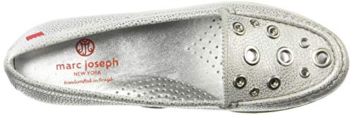 Marc Joseph New York Women's Leather Made in Brazil Mott Street Golf Shoe, Silver Metallic Grainy, 8 M US