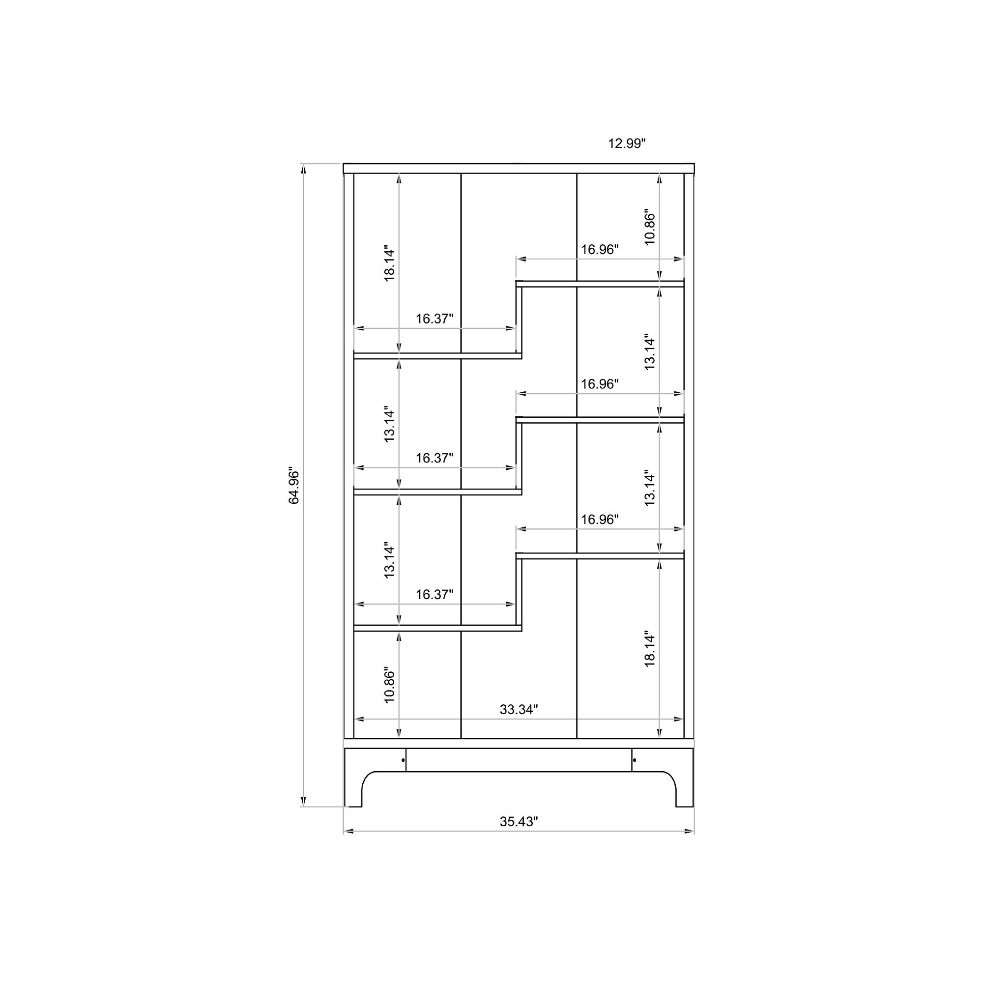 Manhattan Comfort Gowanus Modern Home Office 4 Shelves Geometric Bookcase, 35.43", Off White