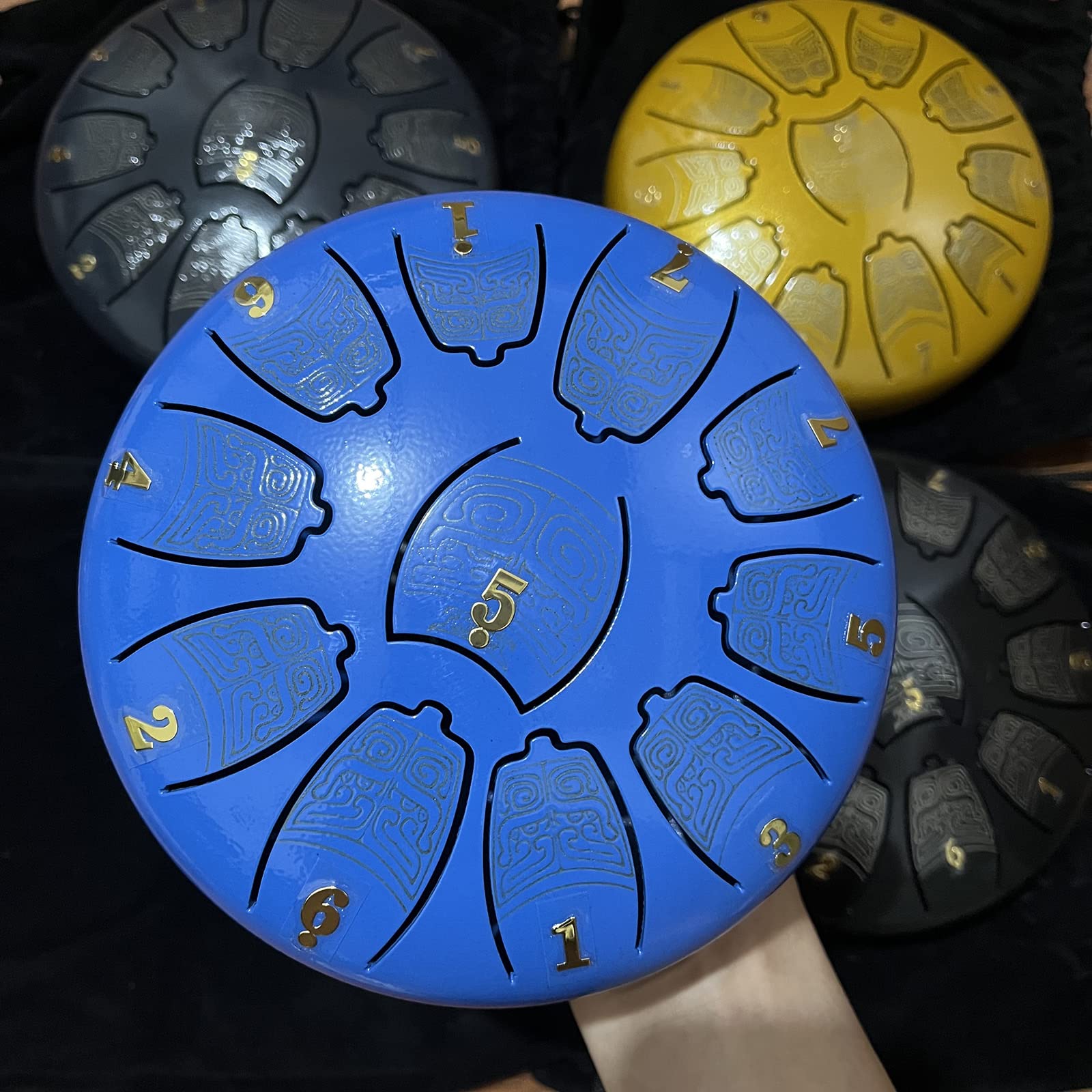 Qiureva Steel Tongue Drum Kit,6 inch 11 note Handpan Drums with Bag,Percussion Instruments Steel Drum for Christmas Gift,Beginner,Yoga, Meditation Navy Blue