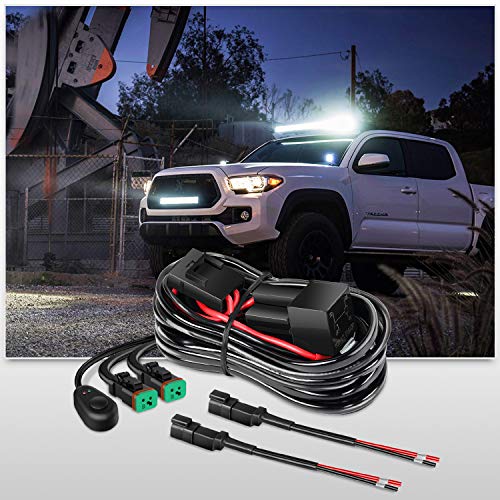 Nilight - 10036W 14AWG 11.5 Feet DT Connector Wiring Harness Kit LED Light Bar 12V On Off Switch Power Relay Blade Fuse for Off Road Lights LED Work Light-2 Leads