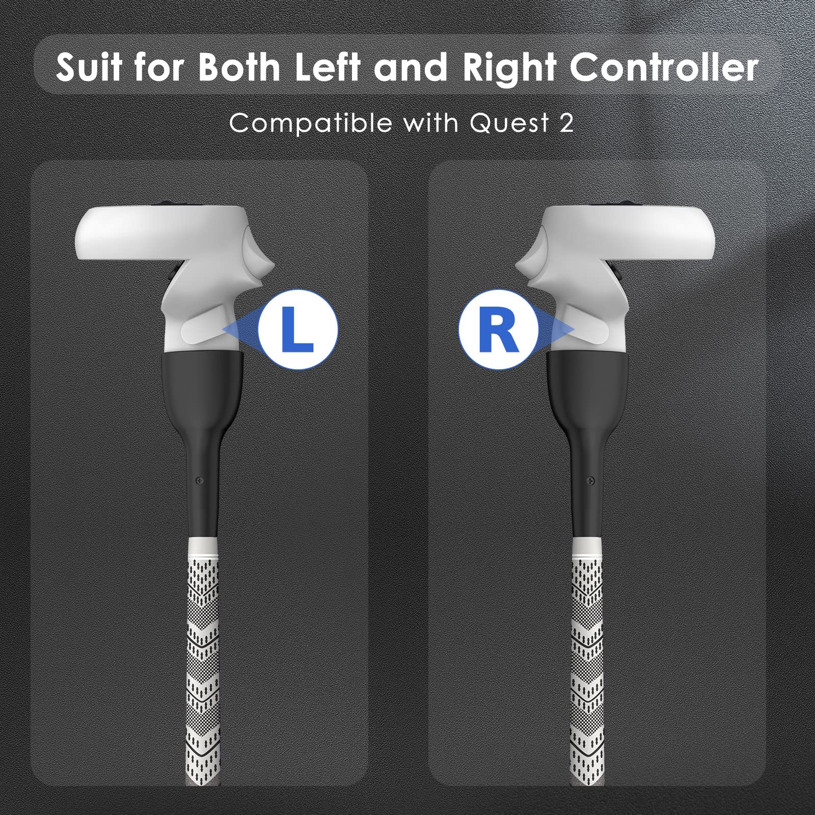 VR Golf Club Handle Accessories Compatible with Oculus Meta Quest 2, Virtual Reality Baseball Controller Attachment, Simulator Real Golf Game Bat Adapter for Golf+, Walkabout Mini Golf, Golf5eclub