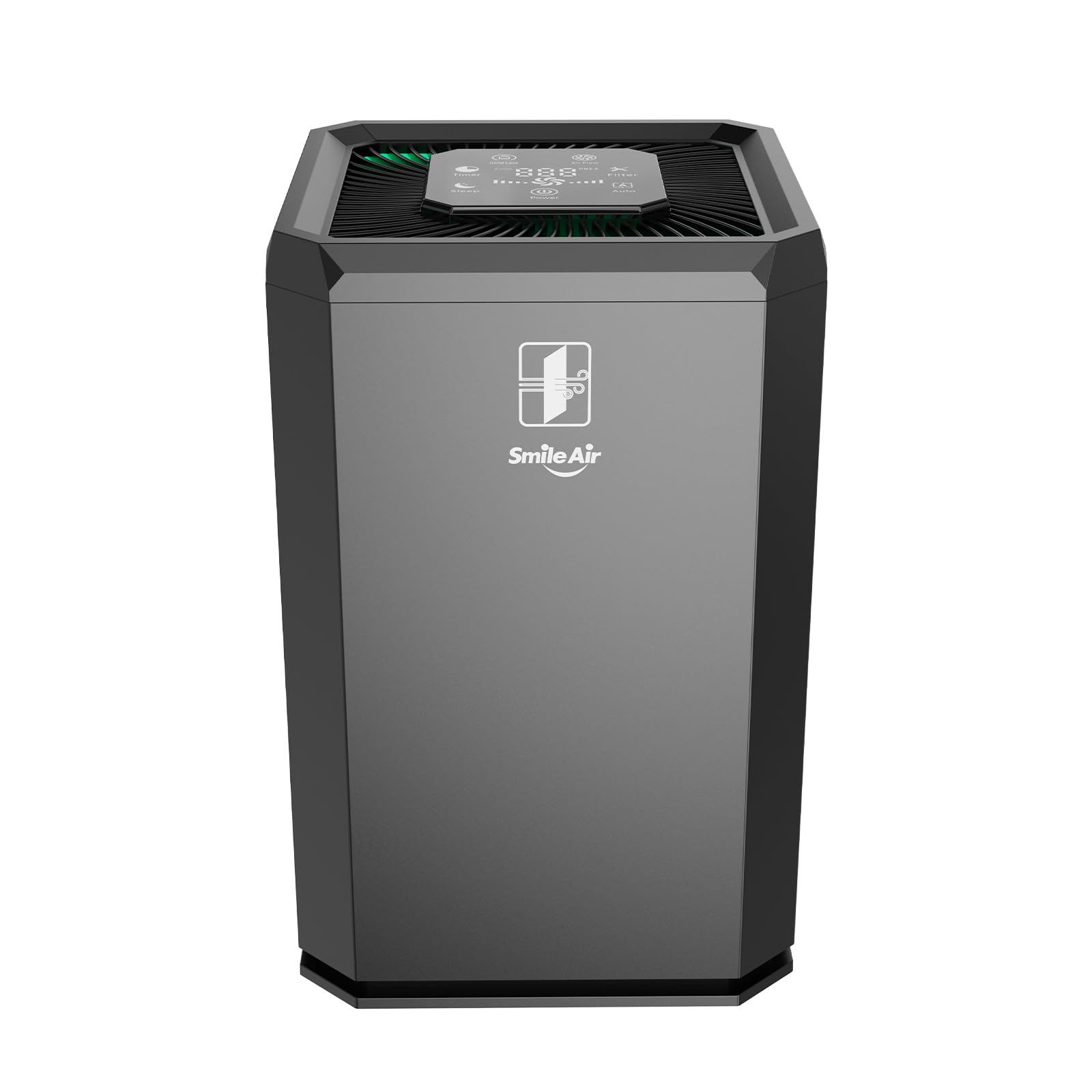 SmileAir Air Purifiers for Home Large Room, HEPA Air Purifier for Bedroom to Filter Smoke Pet Dander Dust Odors, Smart Air Cleaner with Auto Mode/Timer/Child Lock/Filter Replacing Reminder, Black