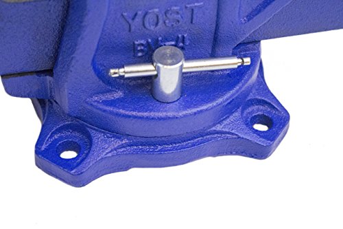 Yost Vises Tool 4-Inch Workshop Duty Bench Vise, Model BV-4, with 120-Degree Swivel Base, Blue