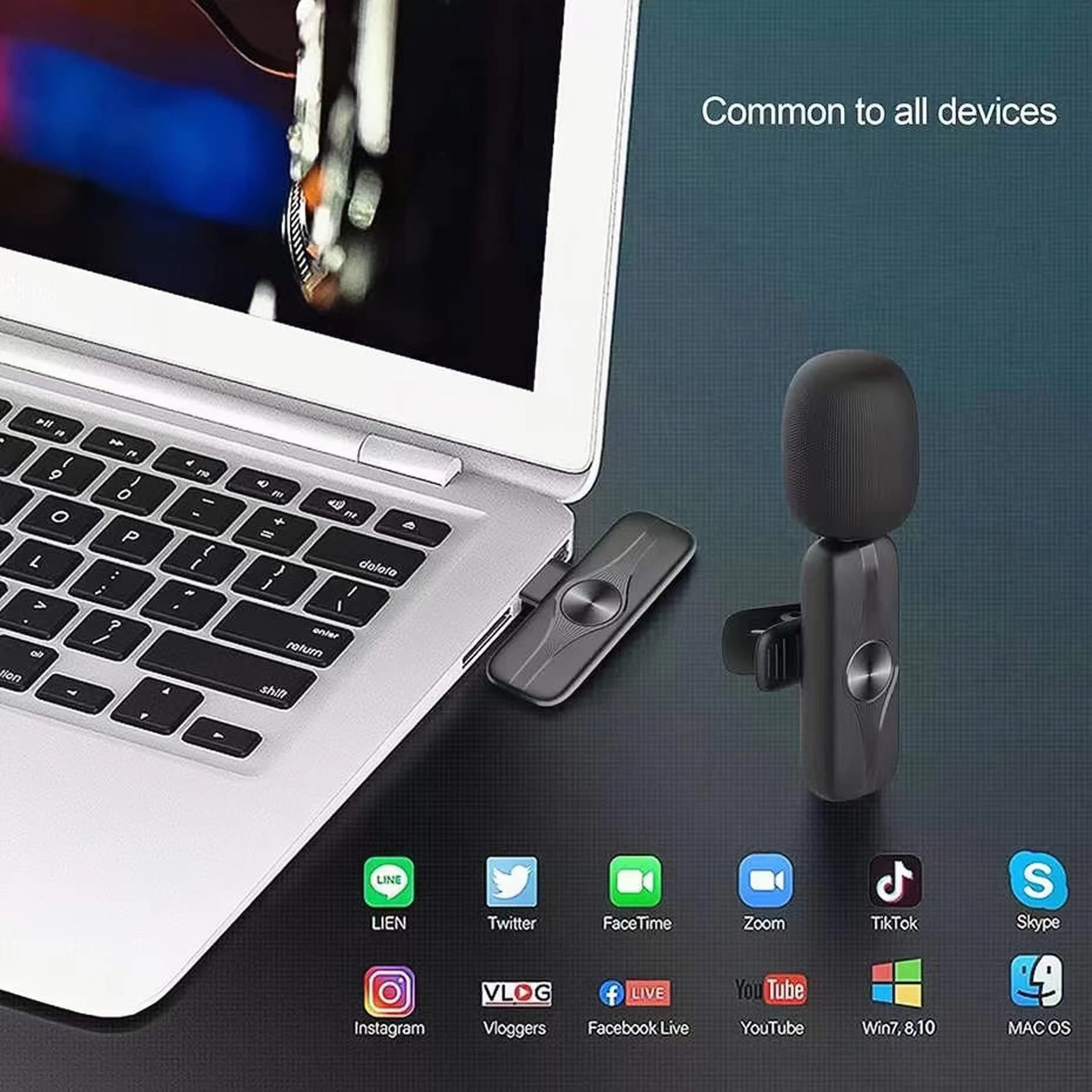 Sruzlia Wireless Lavalier Microphone, Dual Wireless Clip on Microphone for iPhone/iPad, Wireless Lapel Microphone for YouTube/Interview/Vlog/Presentation/Facebook Live