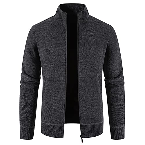 STAOEDU Men's Plush Baggy Comfy Outdoor Tops Long Sleeve Casual Outerwear Classic Simple Plain Commute Blouse Dark Gray