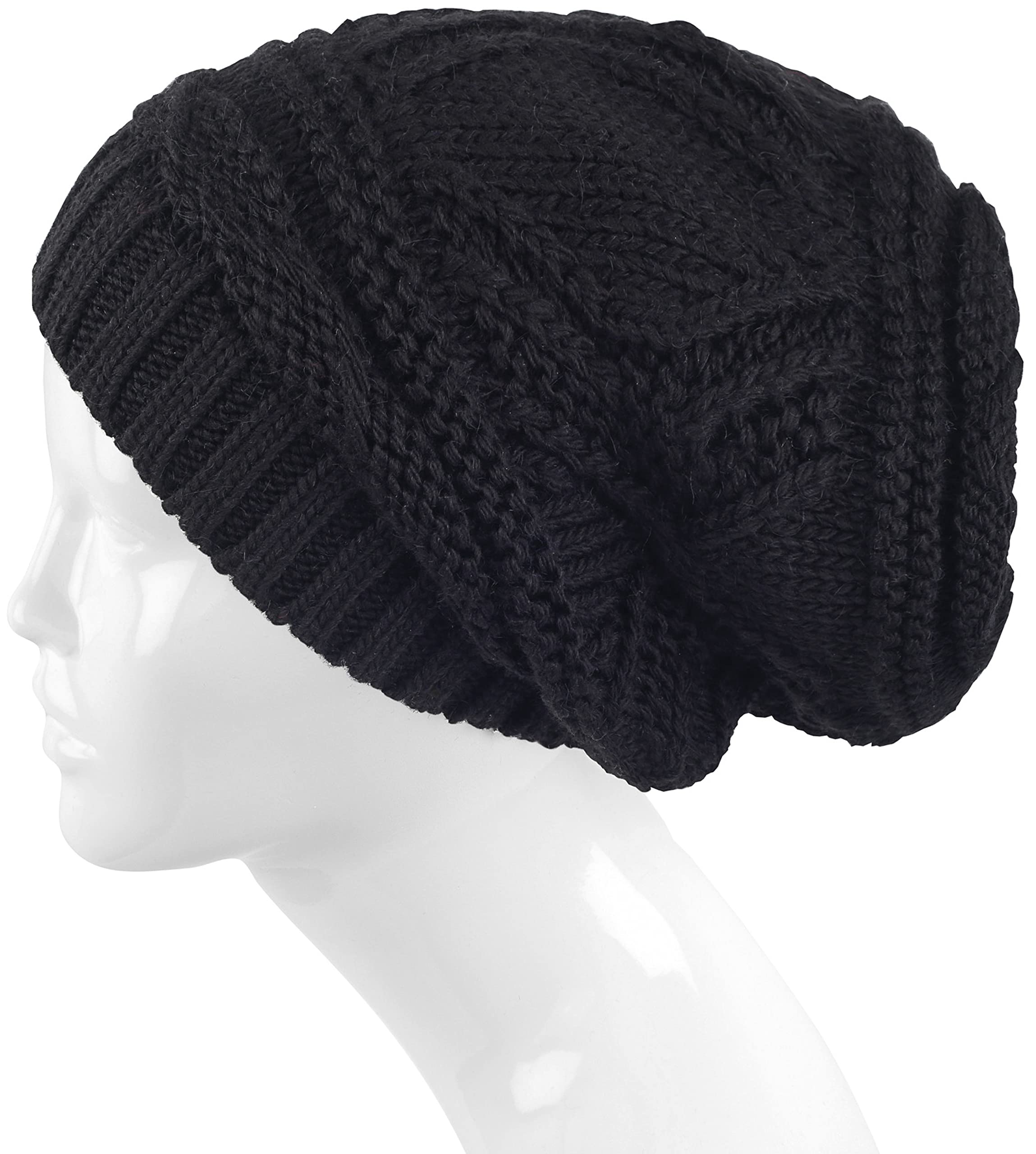 Lilax Knit Slouchy Oversized Soft Warm Winter Beanie Hat Black