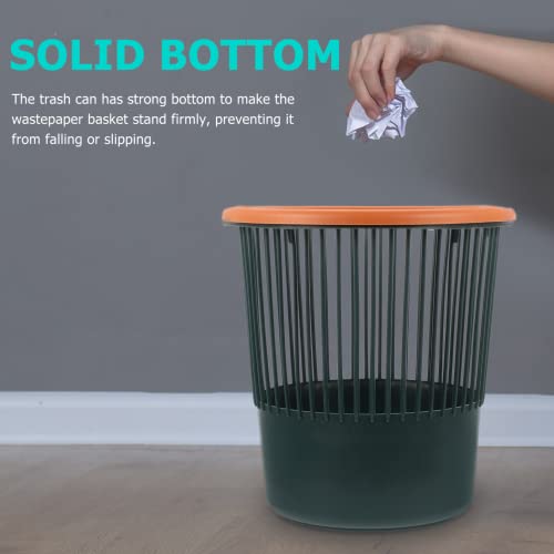 Zerodeko Trash Bin Trash Bin Trash Can Wastebasket with Pressing Ring Modern Rubbish Bin Arbage Bucket Large Capacity Waste Paper Container for Home Office Bathroom Green Trash Cans Trash Cans