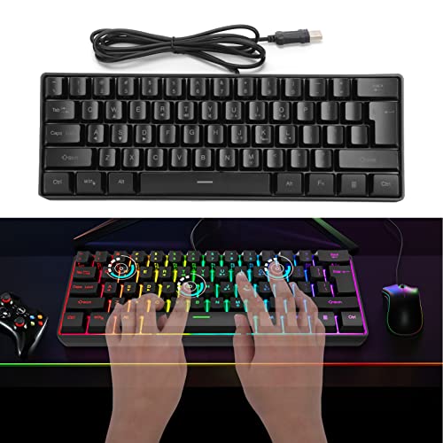 Wuqioei RGB Gaming Keyboard,61 Keys USB Wired PC Keyboard, 5 Adjustable Levels Mechanical Keyboard for Win XP/Vista 32/64bit/Win 7 32/64bit/Win 8/Win 8 Pro,FN Combination Shortcut Keys