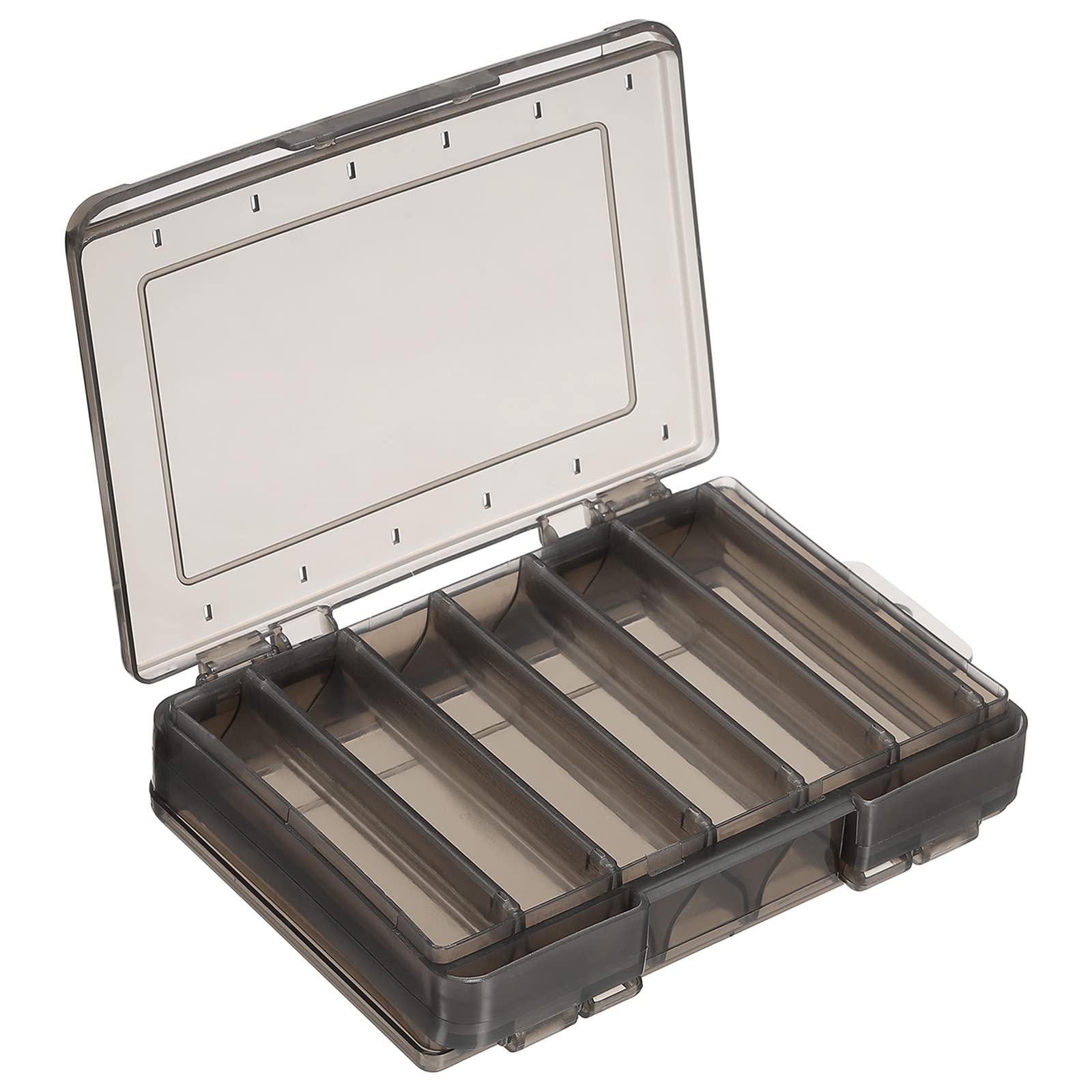 PATIKIL Two Sided Fishing Lure Storage Box Plastic Fish Tackle Container Organizer, Gray
