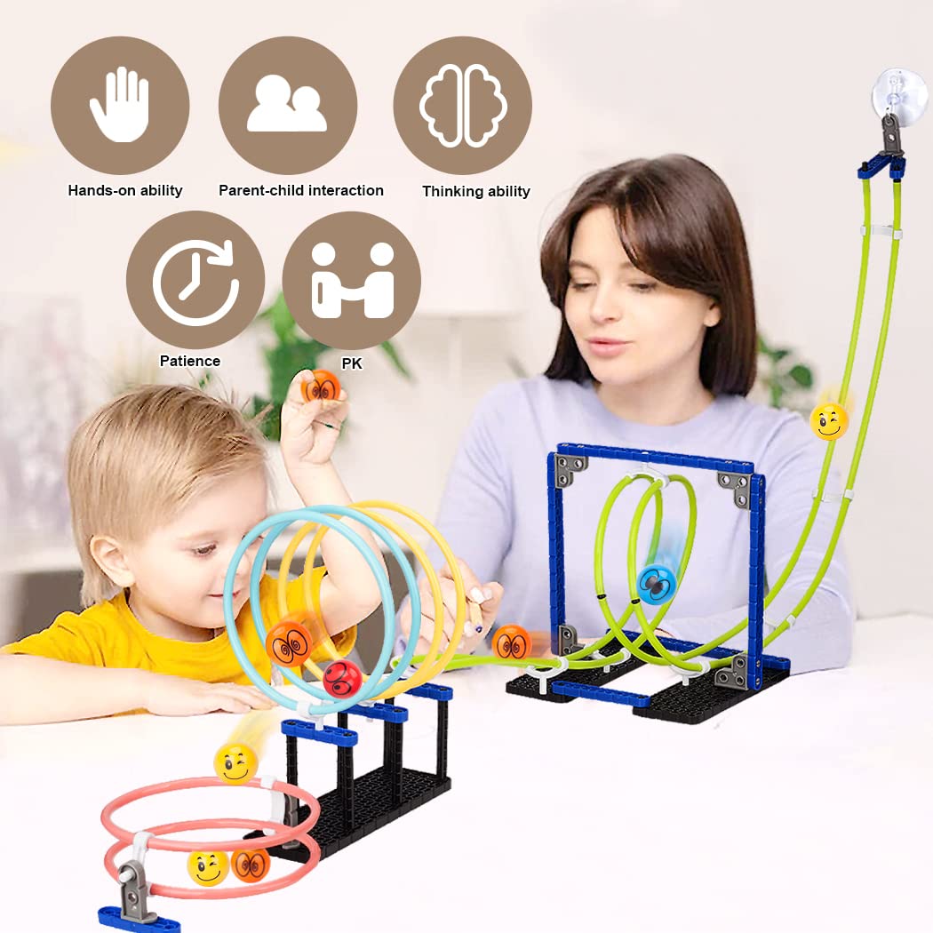 TAKIHON Marble Run Track Set,DIY Roller Coaster Building Set with Balls&Rings,Kids Building Blocks Toys,STEM Educational Gift for Boys,Girls