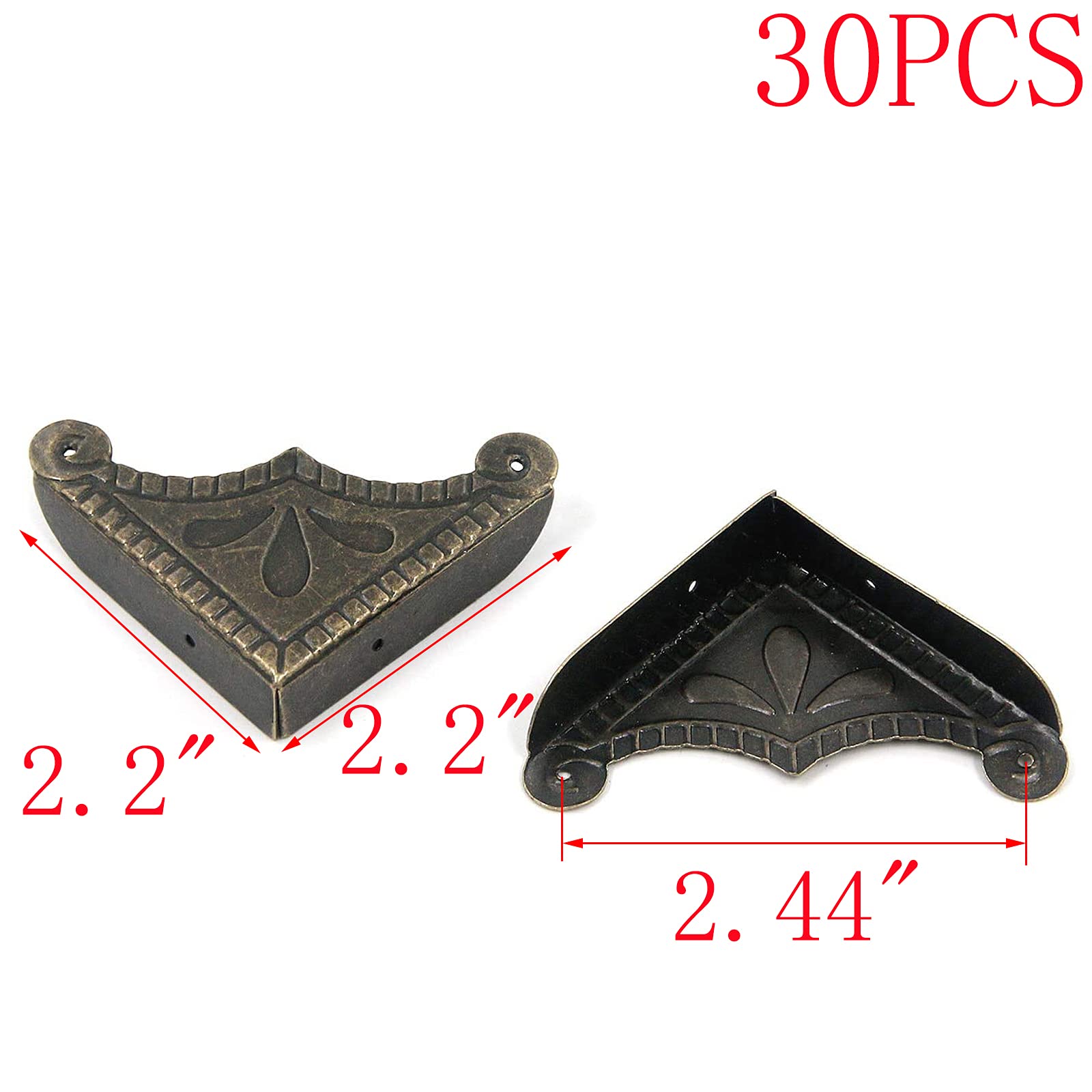 MY MIRONEY 2.2" x 2.2" Antique Bronze Corner Protectors Decorative Iron Covers Desk Corner Safety Edge Guard Box Corner Protector Pack of 30