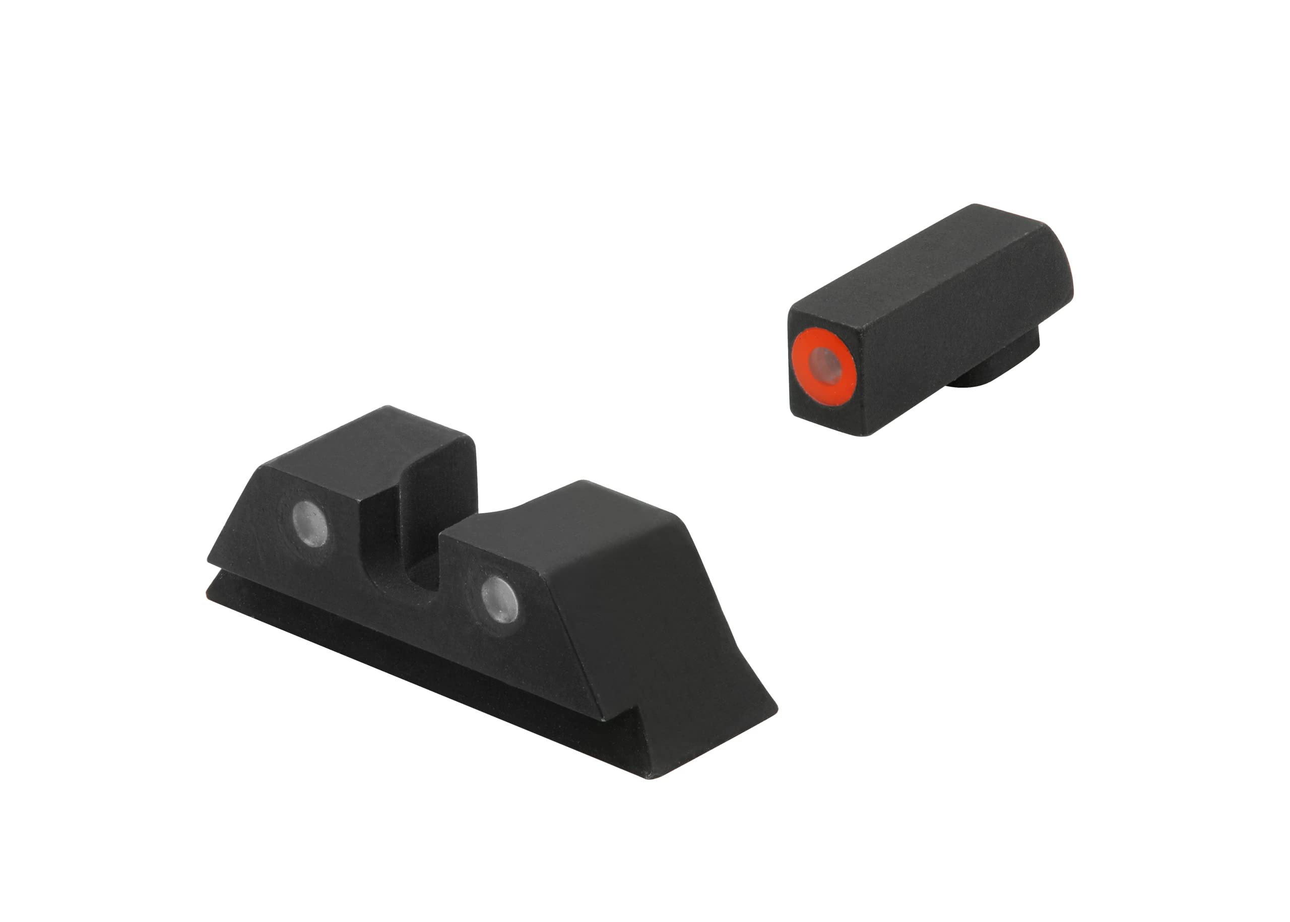 MEPROLIGHT MEPRO Hyper-Bright Fixed tritium Day and Night Sights Compatible with Glock 17 19 22 24 28 32 39 s, 3-Dot Set, Green tritium, Orange Colored Front Ring, U-Shaped Notch Rear