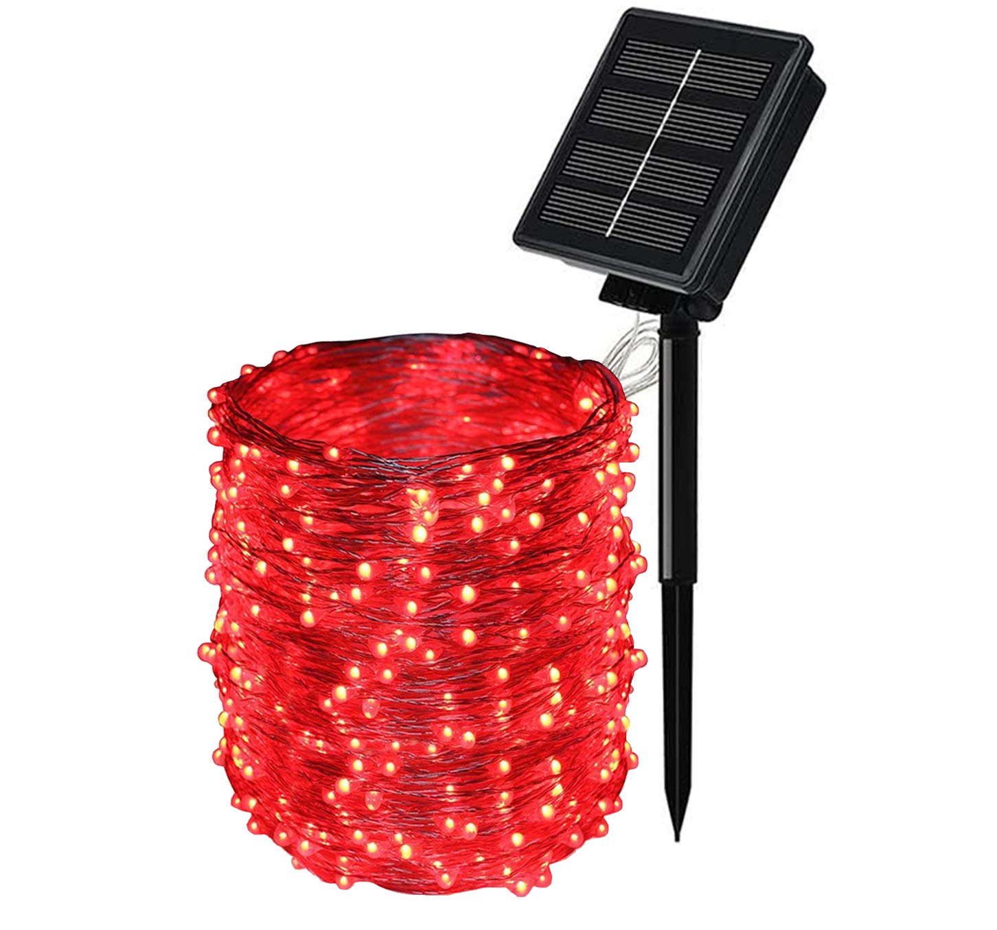 MAOKOT Solar String Lights, 72ft 8 Modes 200 LED Red Solar Fairy Lights, Outdoor Copper Wire Solar Powered String Lights, Waterproof Decorative Lighting for Wedding Homes Christmas(Red)
