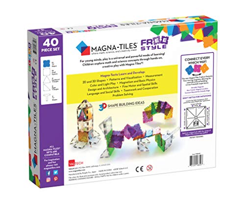 MAGNA-TILES Freestyle 40-Piece Magnetic Construction Set, The ORIGINAL Magnetic Building Brand