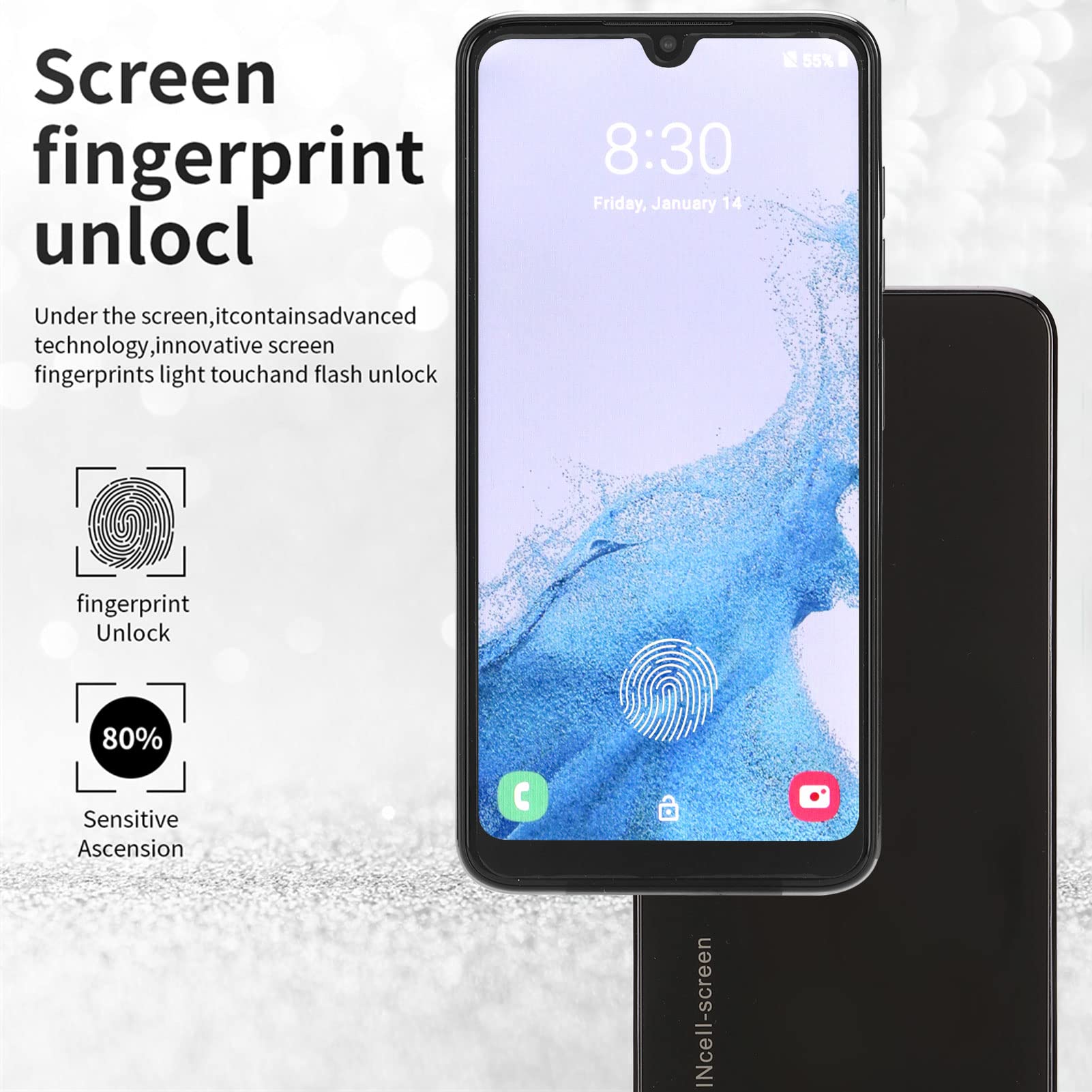 Unlocked Cell Phone for Android 6, 6.3 Inch HD Screen Smartphones, 4GB 32GB Dual SIM, Support Dual Band 5G WiFi