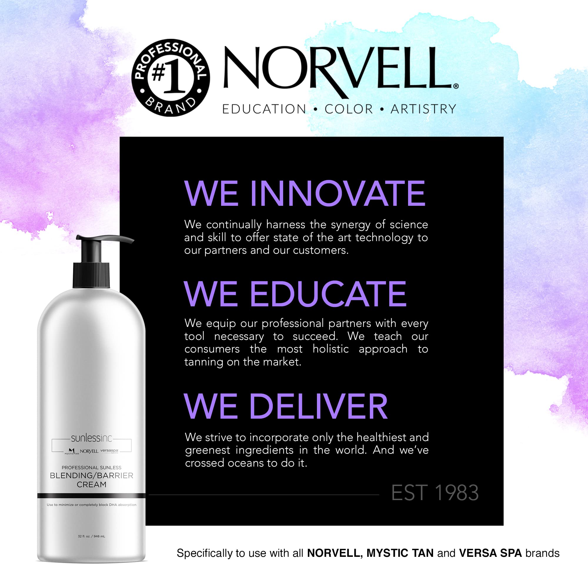 Norvell Pro Blending DHA Barrier Cream For Spray Tanning, 32 Fl. Oz.