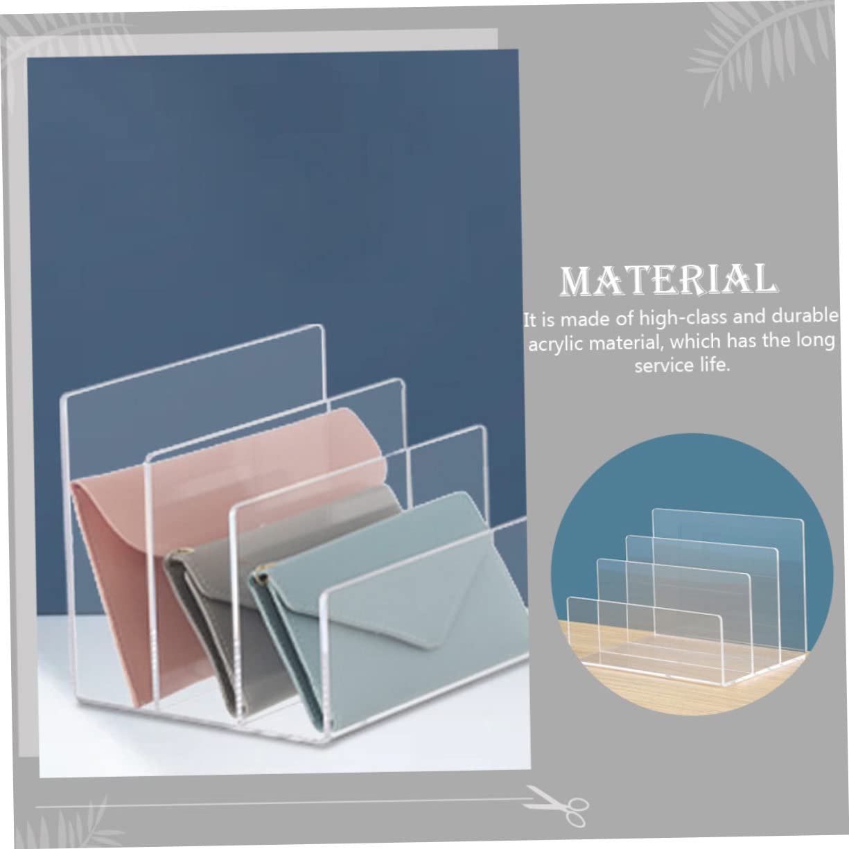 NUOBESTY Multi Compartment Storage Box bin Organizer envelopes Acrylic Holder Acrylic File Organizer File Rack File Folder Organizer Multi-Compartment File Sorter Desk Office Shelf