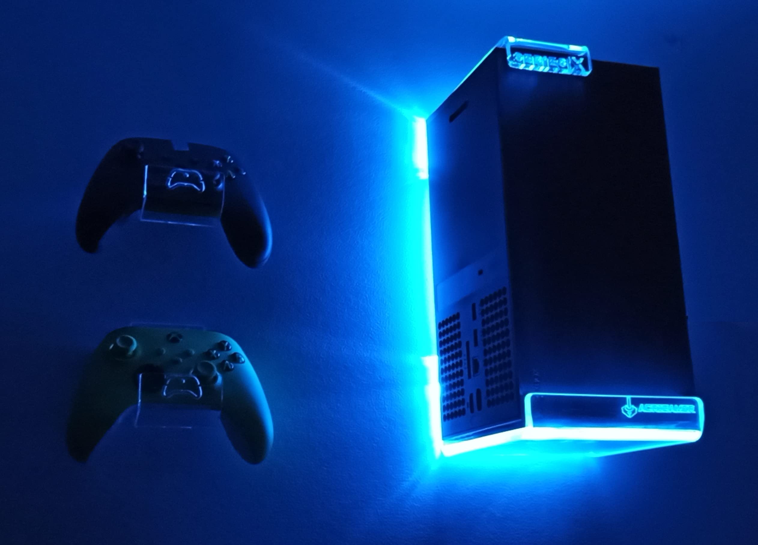 Wall Mount for Xbox SERIES S with Multicolor LED Lighting KIT + 2 Control Mount