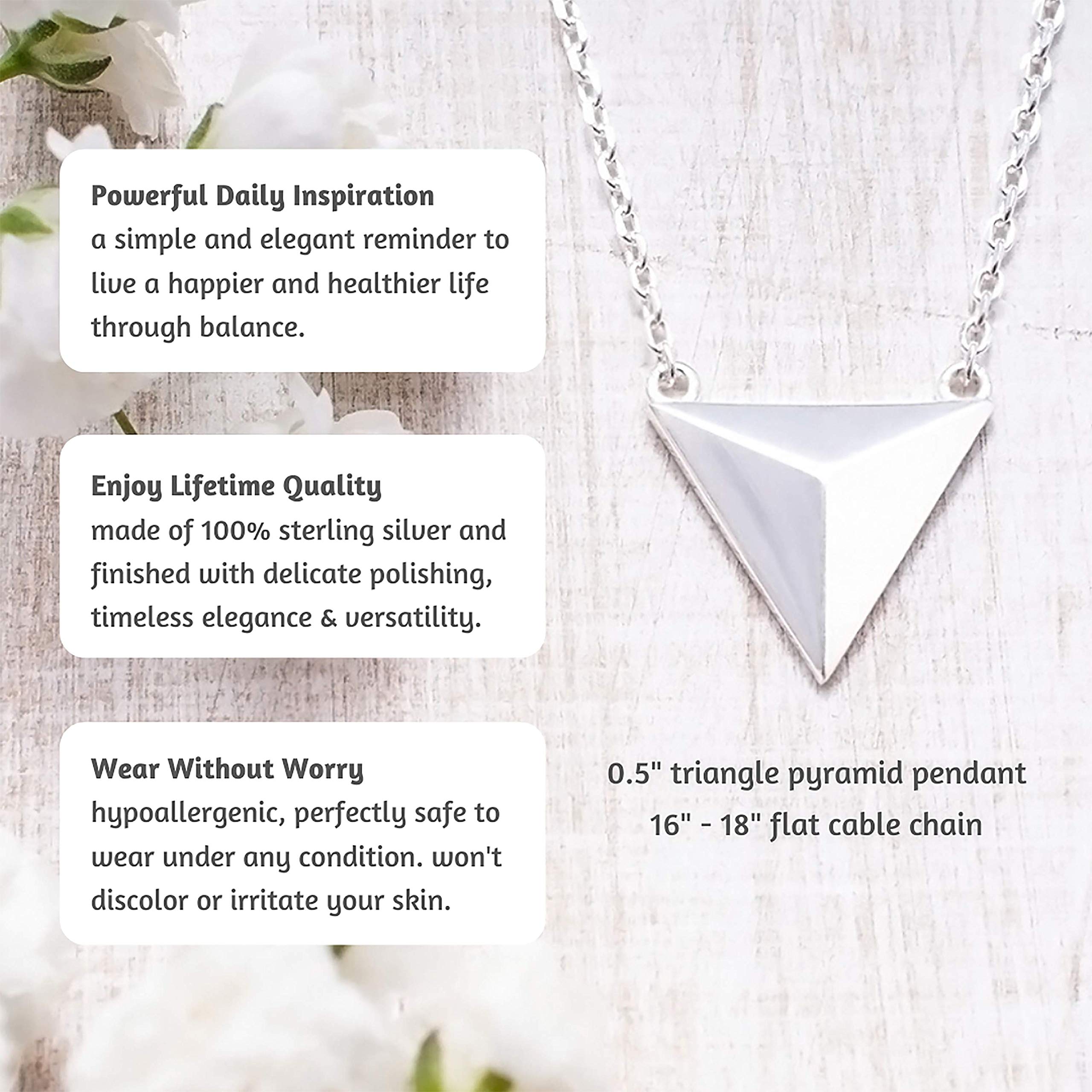 ORACLELADY Balance Triangle Sterling Silver Necklace - Inspirational Jewelry Gift for Women Dainty Simple Libra Yoga