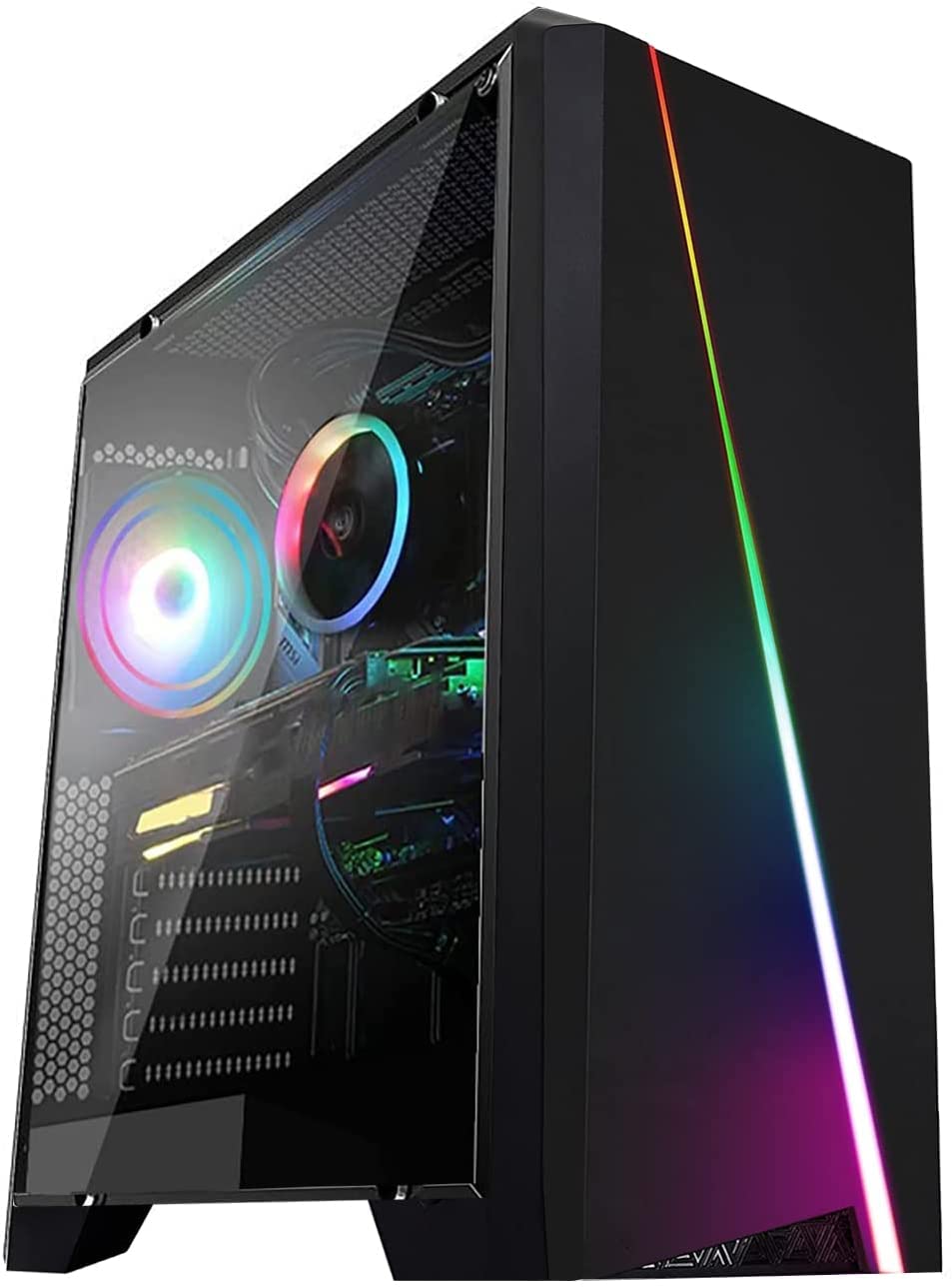 Ssrotho Gaming PC Windows 10 Professional Desktop Tower Computer, Intel Quad-Core i7 3.4Ghz, 16GB RAM, 1TB SSD, WiFi Adapter, GeForce GT 1030 2GB GDDR5, RGB Lighting Case, Black