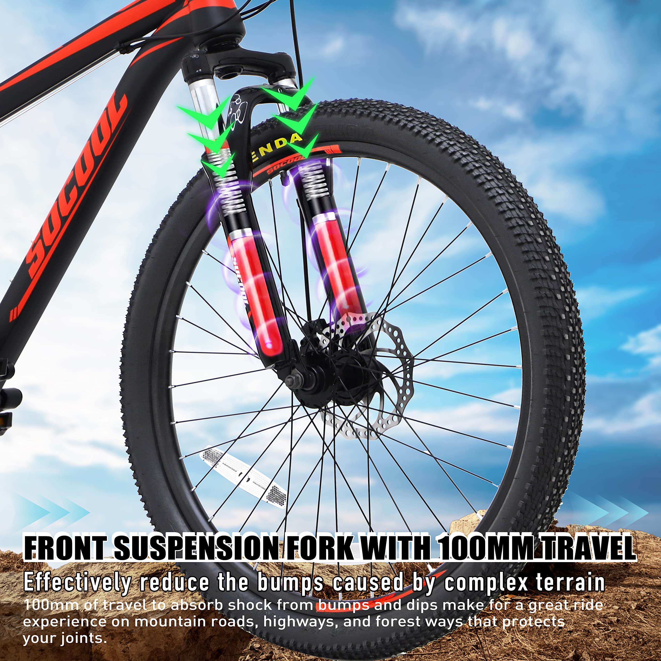 SOCOOL 26 Inch Mountain Bikes, Wowens Bicycles, Hybrid Bike for Men, Mountain Bicycles