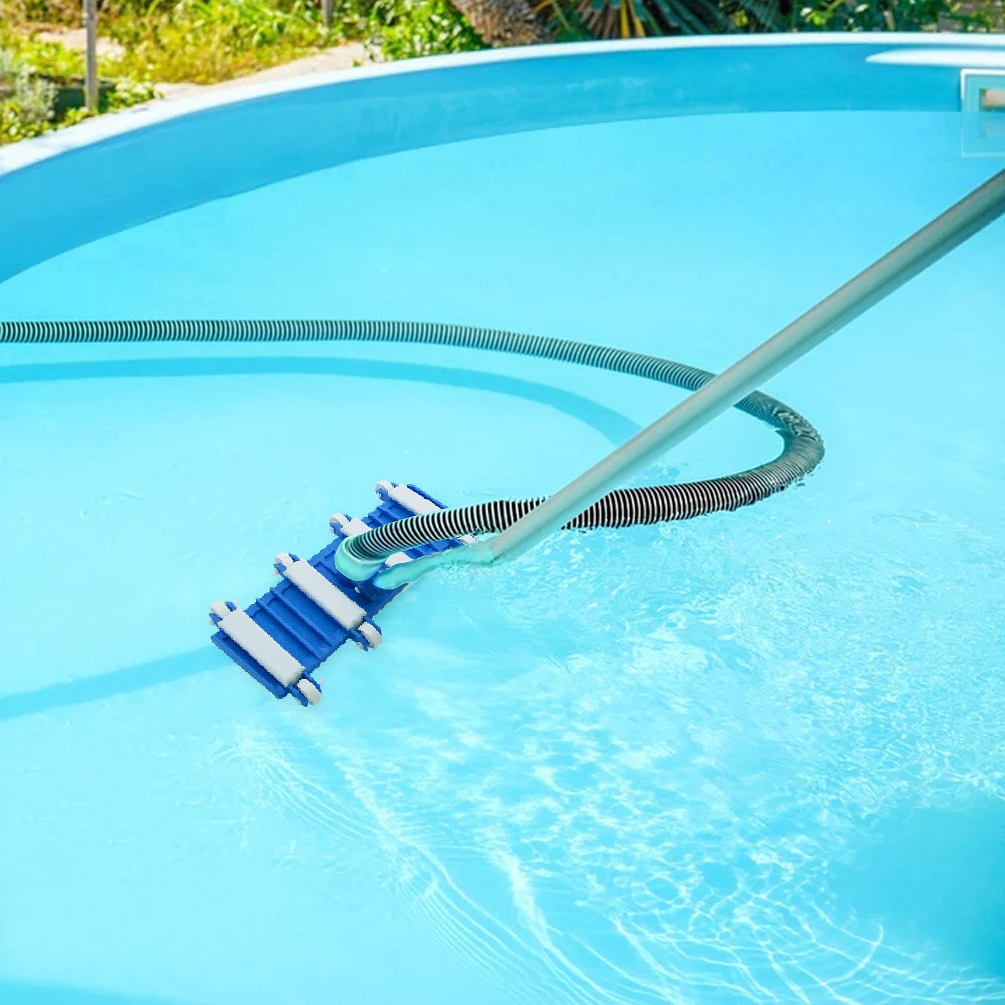 Uoark Pool Vacuum Head with Wheels, 14" Heavy Duty Head, Flexible Swimming Pool Vacuum Head with Swivel(Pole not Included)
