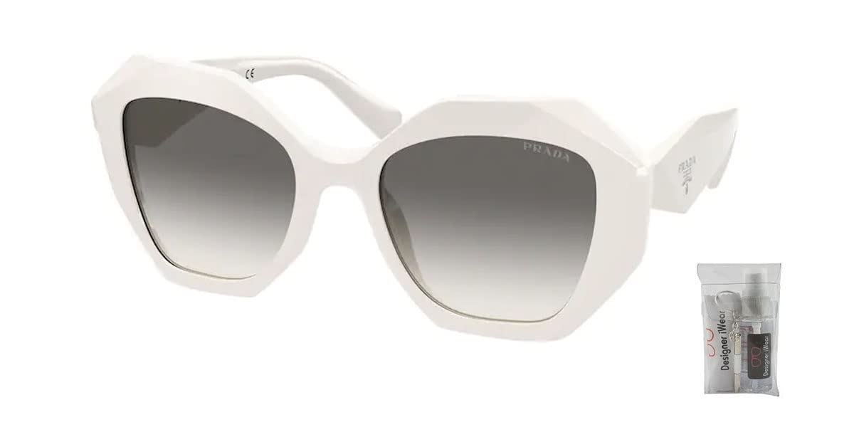 Prada PR16WS 142130 53MM Talc/Grey Gradient Irregular Sunglasses for Women + BUNDLE with Designer iWear Eyewear Kit