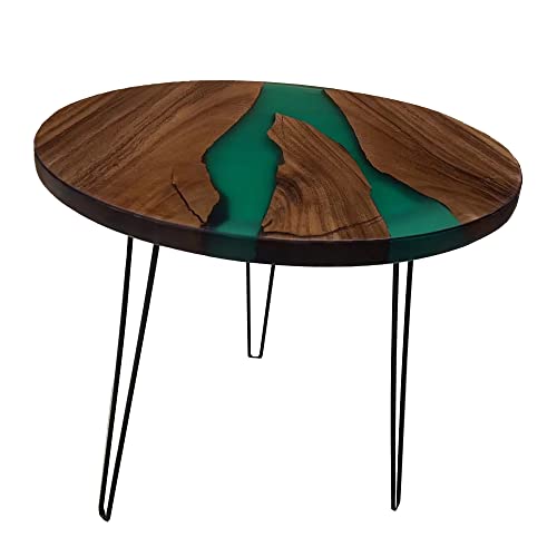 Stunning Epoxy Table, Wood Resin Side Table Handmade for Home Office Living Room, Elevate Your Home Decor with a Stunning Wood Epoxy Coffee Table, DIY Art Home Decoration (20''X20'')