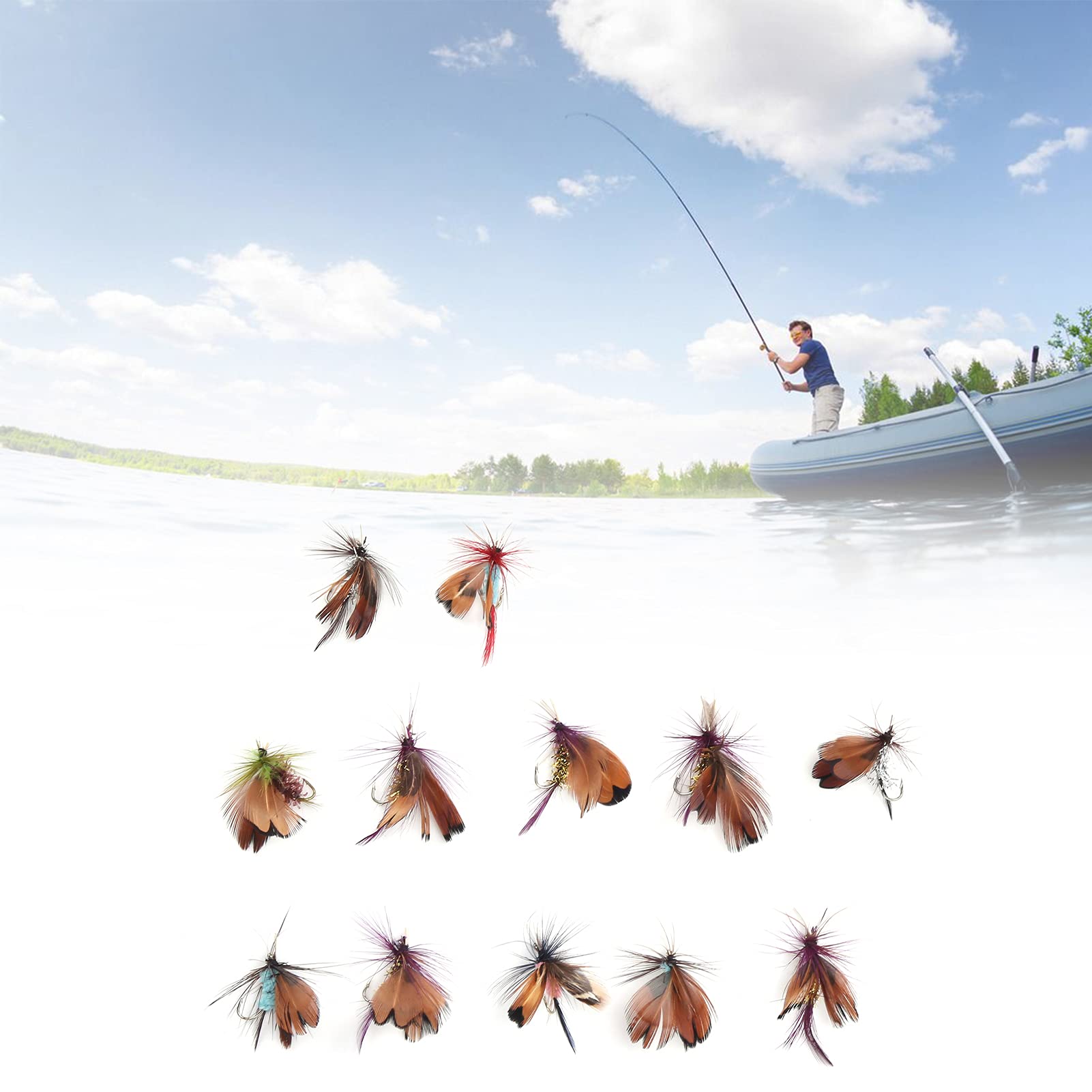 Vifemify 12 Carbon Steel Fly Fishing Lures simulate Moths Butterflies Insects Flying Lures Fishing Tools Sturdy and Durable