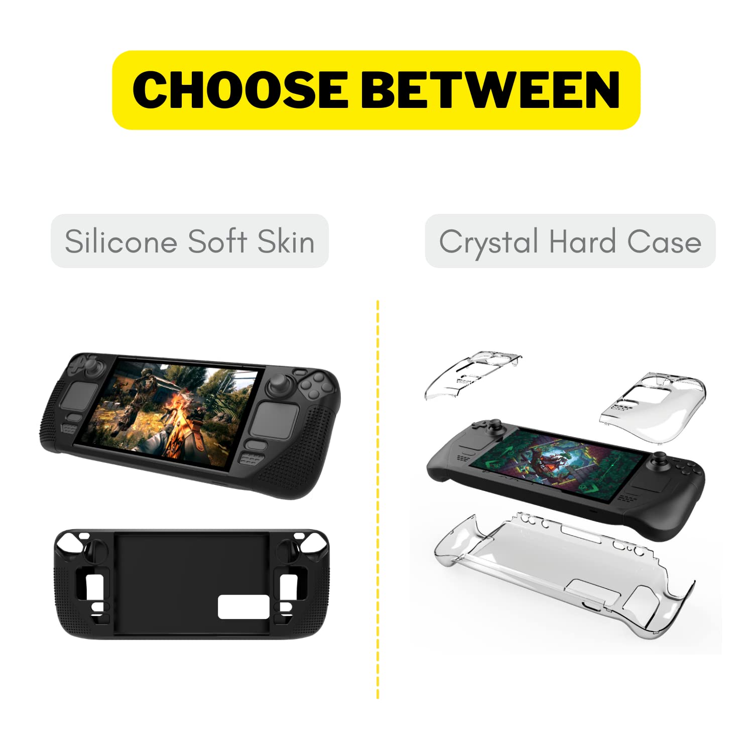 Silicone Skin for Steam Deck Gaming Console PC Protective Kits SteamDeck, Anti Slip Rubber Soft Cover, Shock Absorption