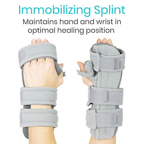 Vive Resting Hand Splint (Left) - Night Immobilizer Wrist Finger Brace - Thumb Stabilizer Wrap - for Arthritis, Tendonitis, Carpal Tunnel Pain - Functional Support for Sprains Fractures (Small)